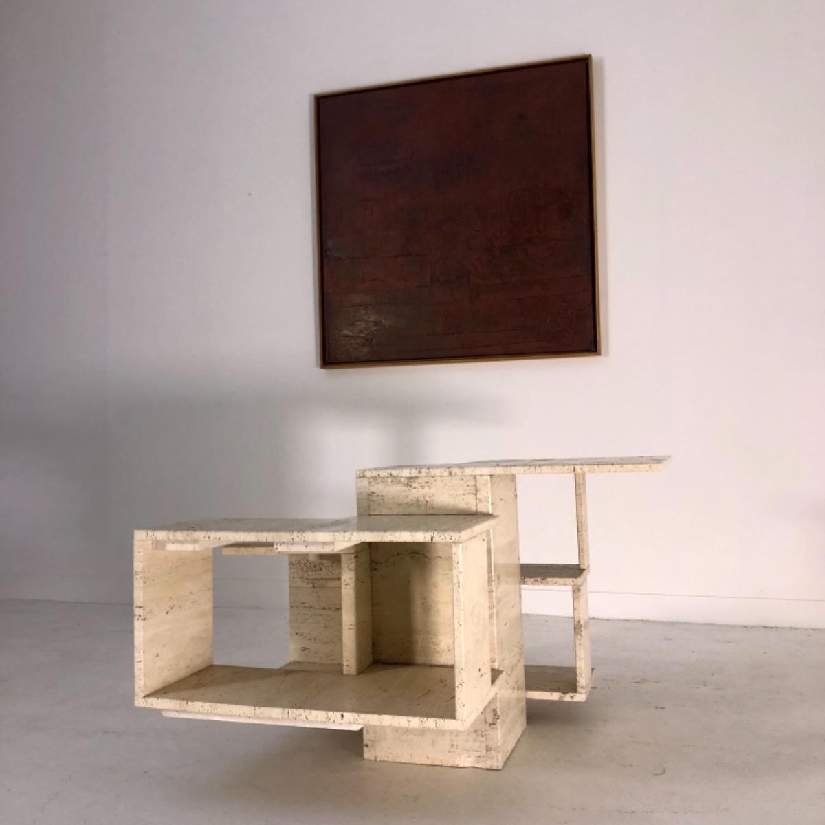1970 cubist travertine table - Arno de Bondues - Recent Added Items ...